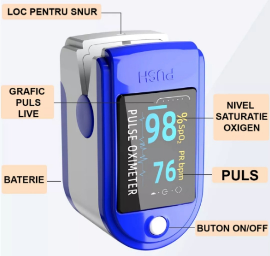 Puls-oximetru/Aparat pentru deget de masura a pulsului si a oxigenului ...